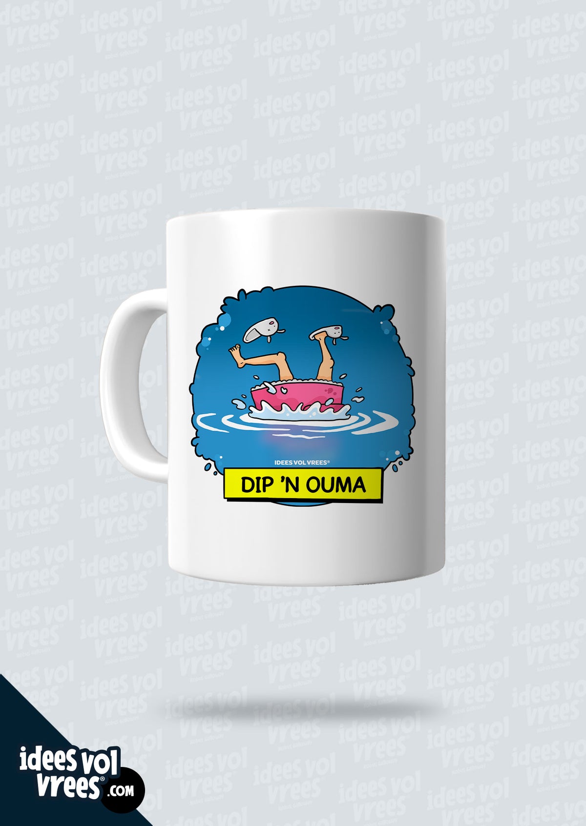 Idees Vol Vrees® Dip 'n Ouma! Koffiebeker — DIE IDEES VOL VREES WINKEL